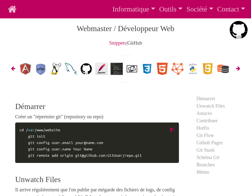 Webmaster / Développeur Web / GitHub