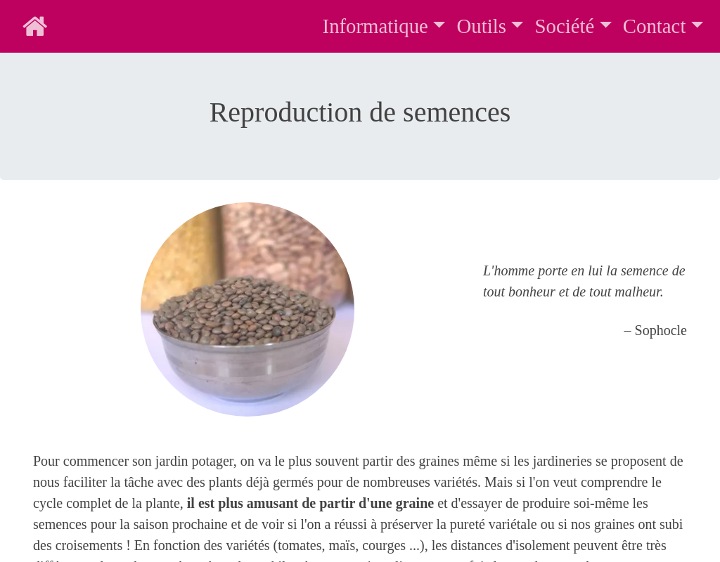 Reproduction de semences